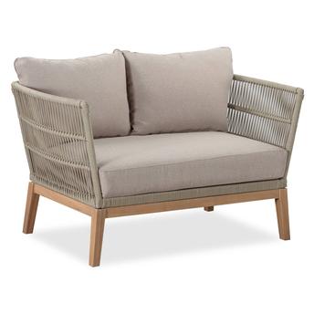 Shop 2-Seater Wood Rope Sofa W/Cushion South Keys (137 x 84 x 78 cm ...