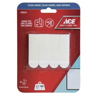Shop ACE Adhesive Picture Hanging Strips (4 Pairs, 1.9 x 6.5 cm, White ...