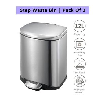 Shop EKO Della Stainless Steel Step Waste Bin W/Soft Close Lid (12 L ...