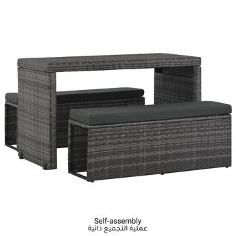 Buy 2-Seater Poly Rattan Outdoor Bench Dining Set W/Cushions vidaXL ...