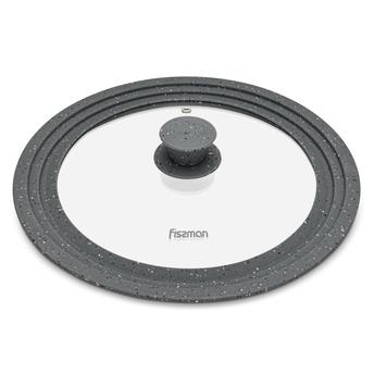 Buy Fissman Triplex Multi-Size Glass Lid W/Grey Marble Silicone Rim (28 ...