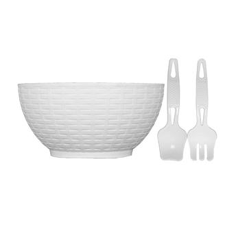 Buy 3MPlast Rattan Design Salad Bowl W/Spoon & Fork (3 Pc.) Online in ...