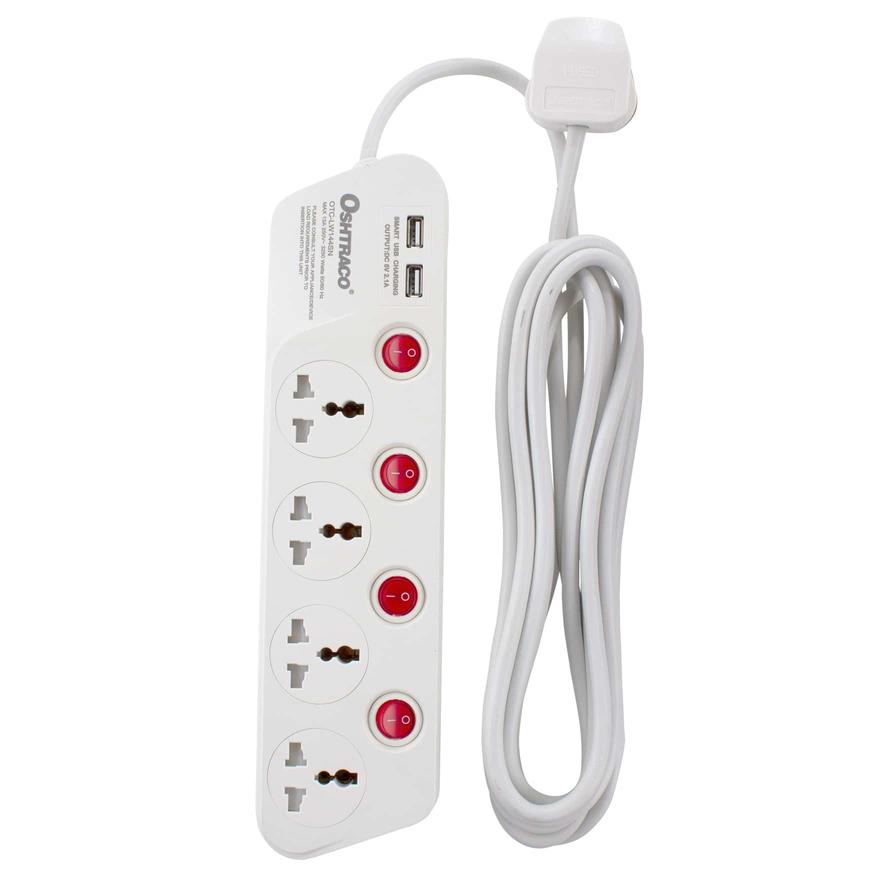 Buy Oshtraco 4-Way Extension Cord W/ 2 USB Ports (4 m) Online in Dubai ...