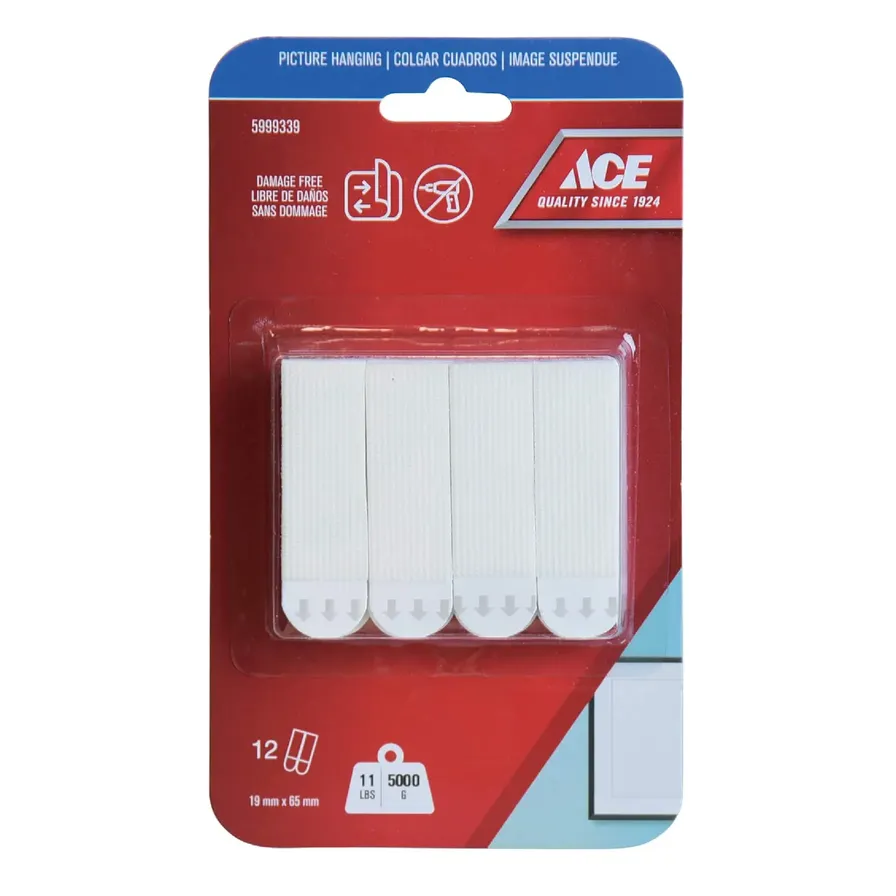 Buy ACE Adhesive Picture Hanging Strips (12 Pairs, 1.9 x 6.5 cm, White ...