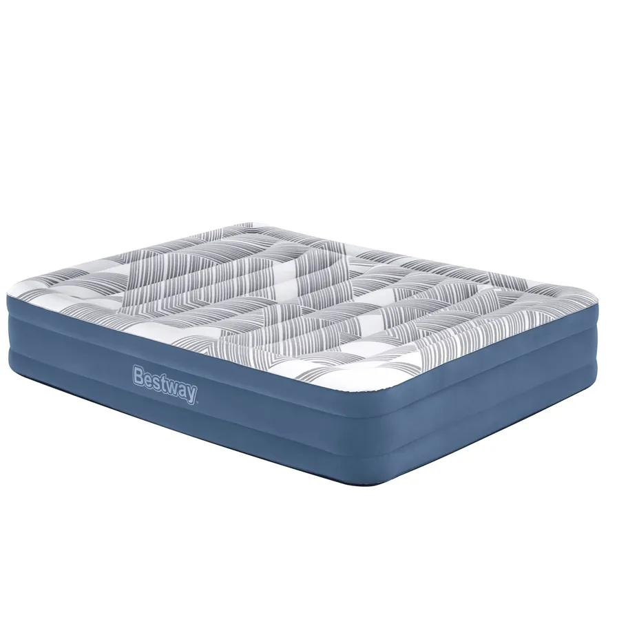 Buy Bestway Tritech Fashion Flock Queen Air Mattress W/Built-In AC Pump (203 x 152 x 36 cm ...