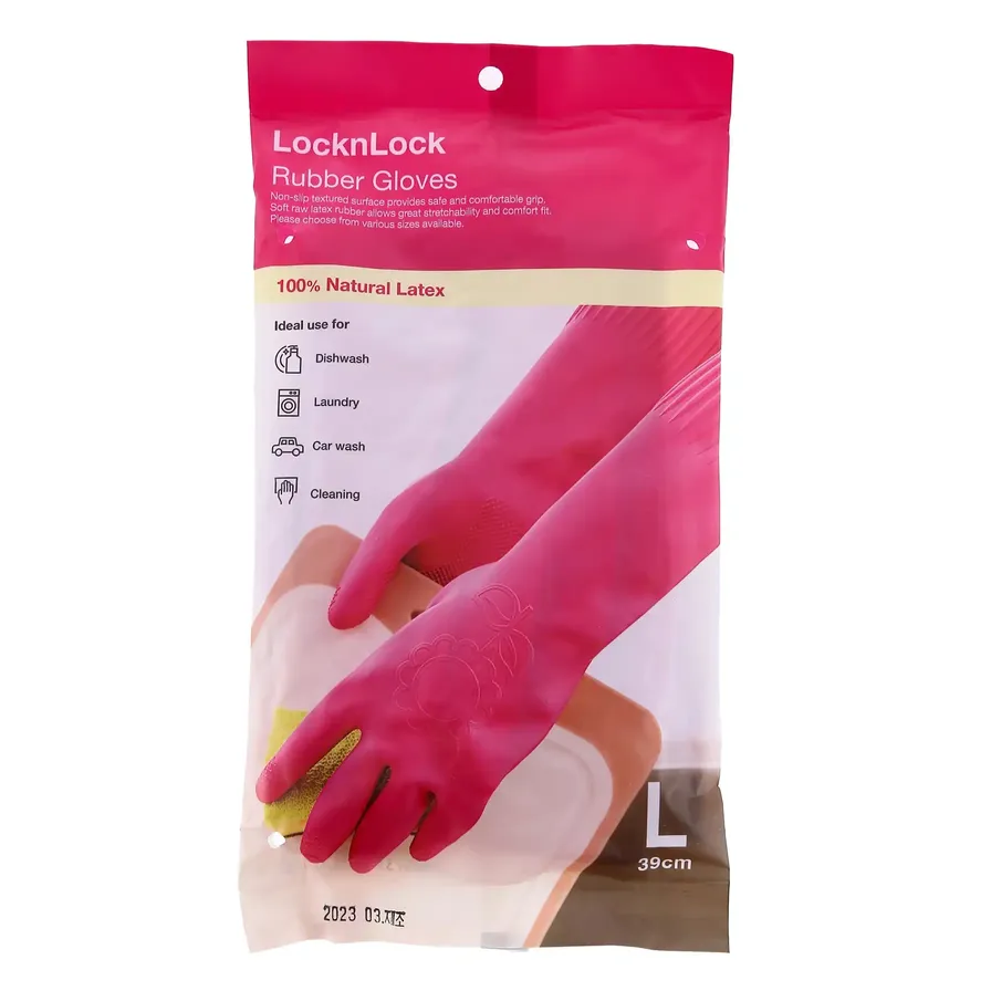 Shop Lock & Lock Rubber Gloves (39 cm, Large, Pink) Online - ACE UAE