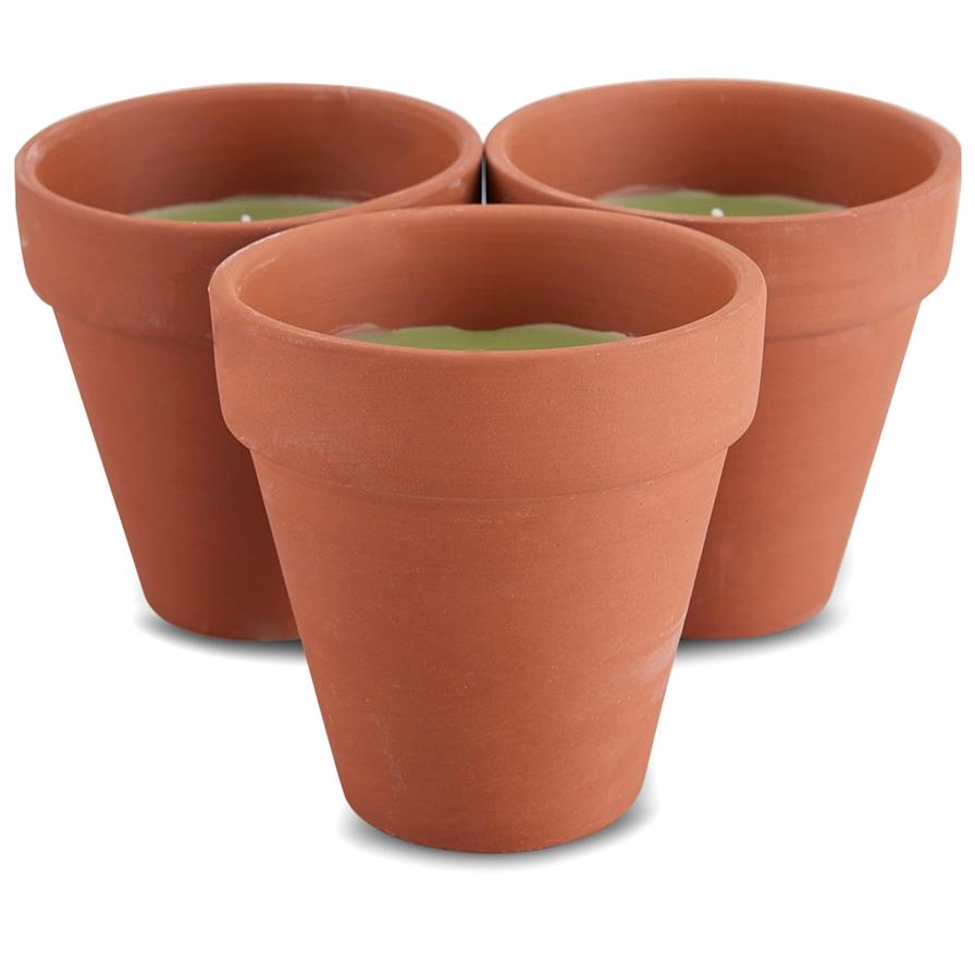 Buy Waxworks Terracotta Citronella Round Pots (9.5 x 9 cm, Pack of 3 ...