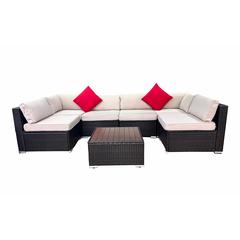 Buy 6-Seater Brown Rattan Sofa Set W/Cushion Oasis Casual Online in ...