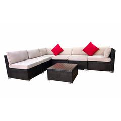 Buy 6-Seater Brown Rattan Sofa Set W/Cushion Oasis Casual Online in ...